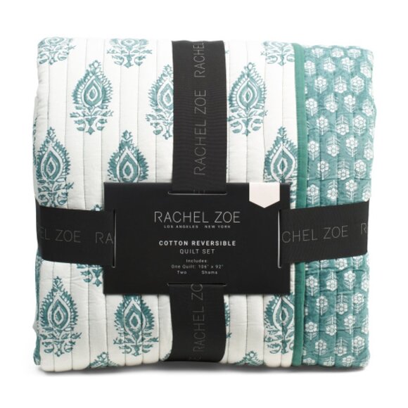 Rachel Zoe | Bedding | Rachel Zoe Cotton Reversible Block Print Quilt ...